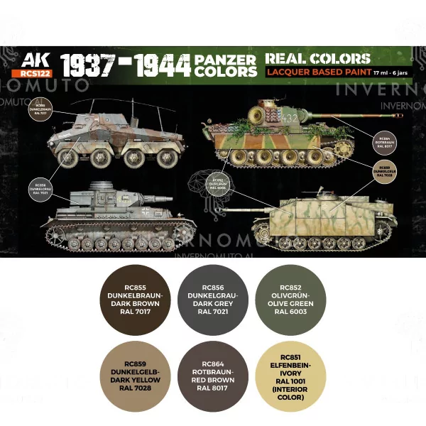 RCS122 | Real Colors: 1937-1944 Panzer Colors Set | 6x17ml